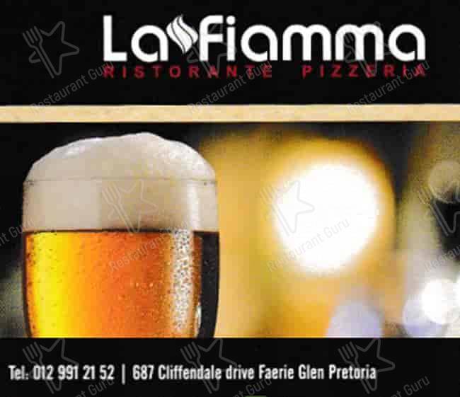 Menu at La Fiamma restaurant, Pretoria