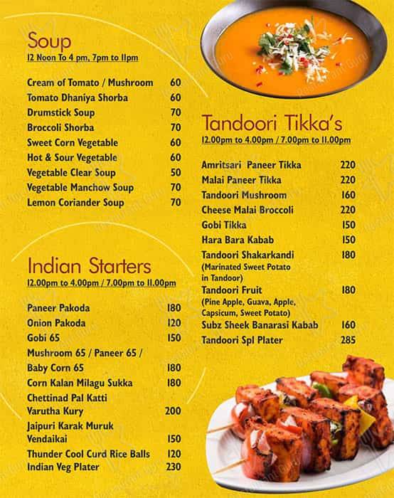 Menu at Manoj Bhavan Veg Restaurant, Chennai