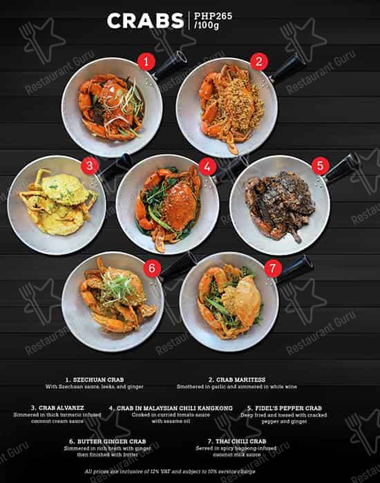 Menu at Red Crab restaurant, Quezon City, Eastwood City