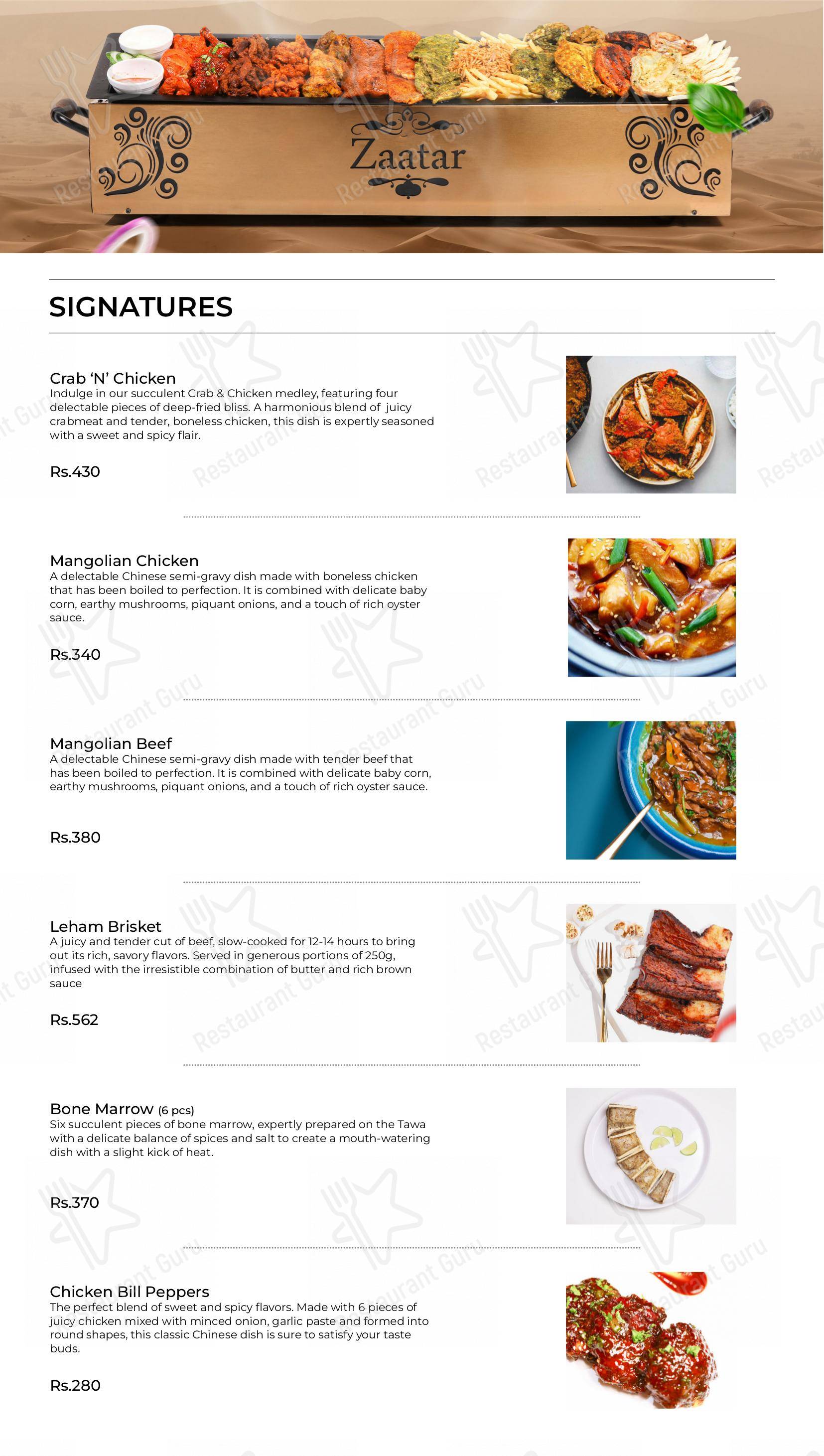 Menu at Zaatar Restaurant Calicut, Kozhikode