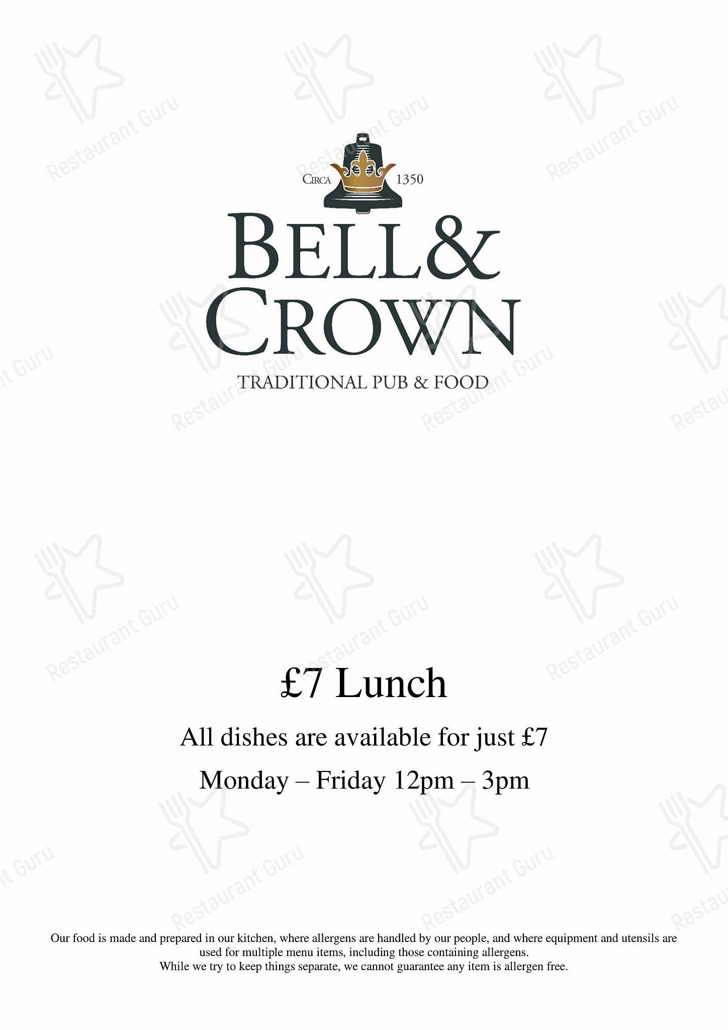 Menu at The Bell & Crown pub & bar, Salisbury