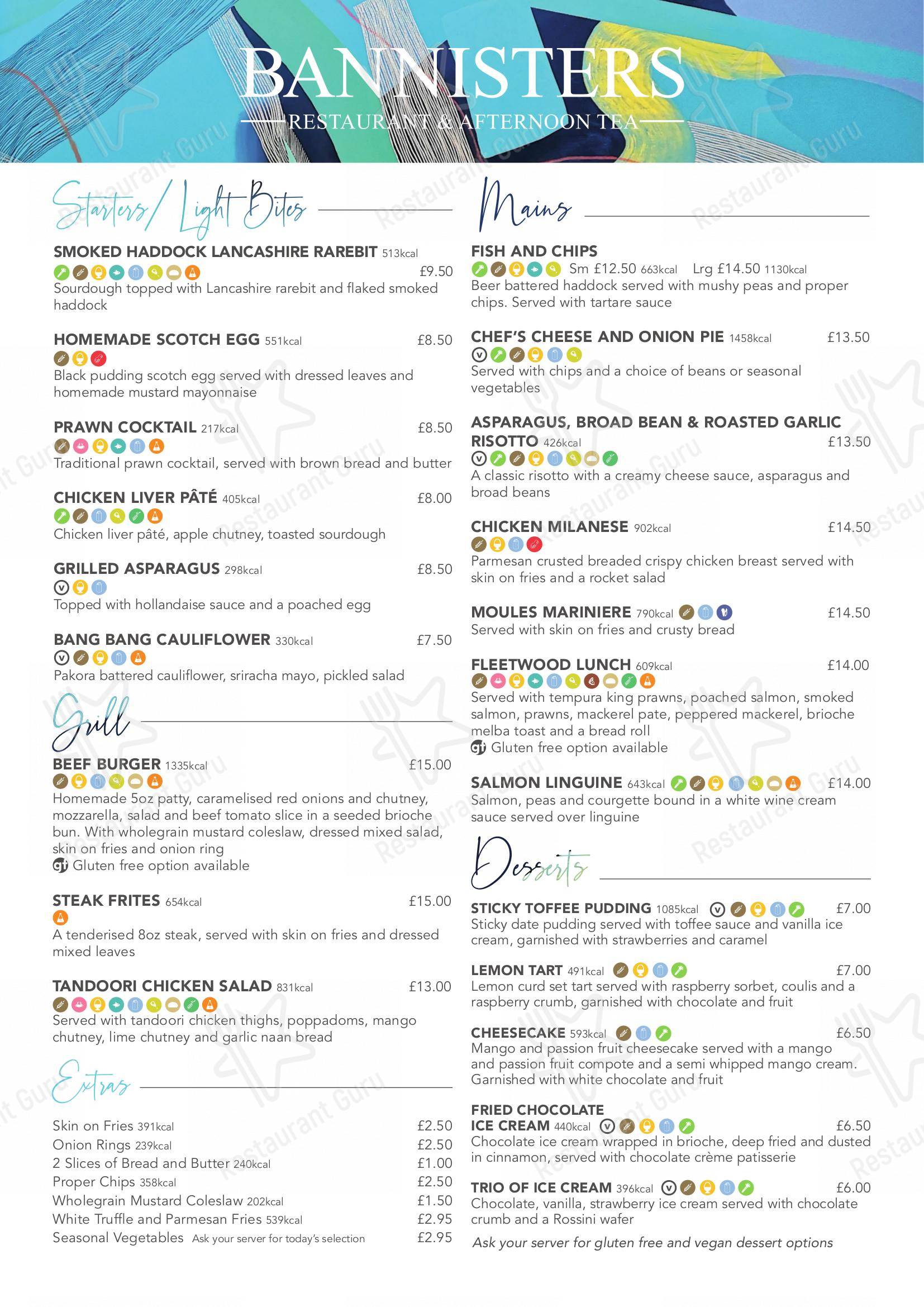 Menu at Bannisters Restaurant & Afternoon Tea, Colne