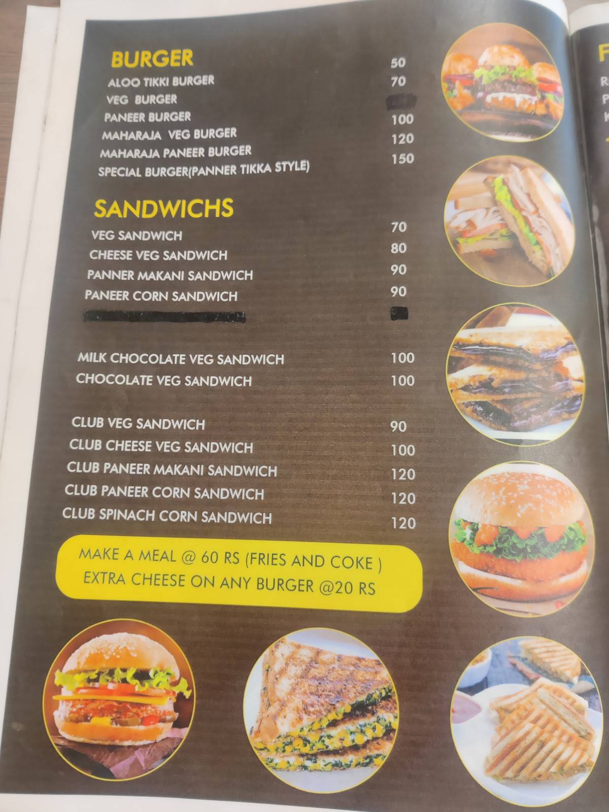 Menu at 1/2 cafe, Tirupati