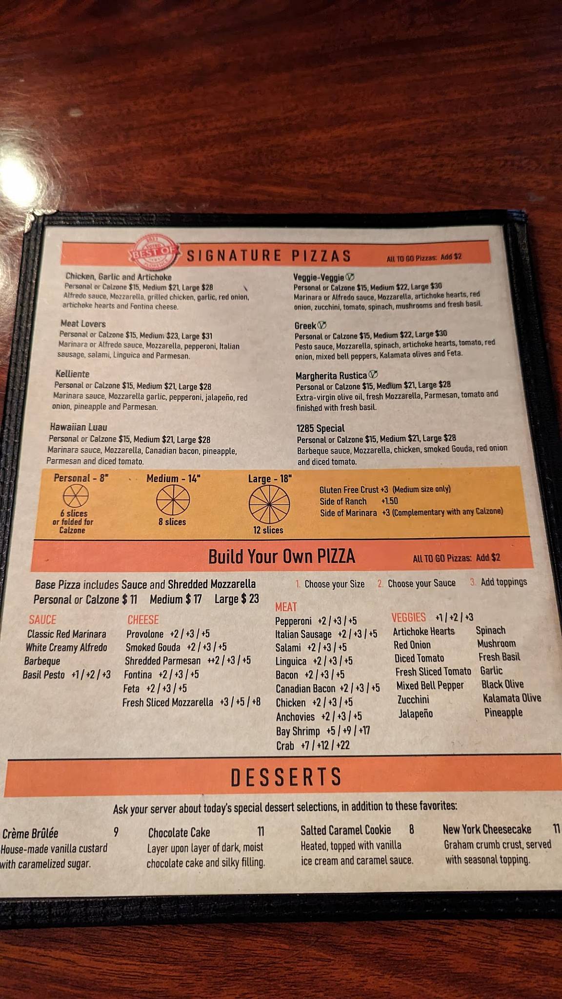Menu at 1285 Restobar, Florence