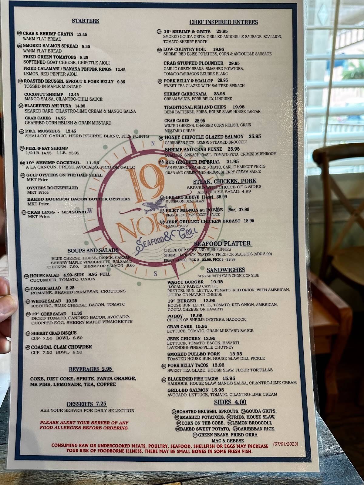 Menu at 19 North Seafood and Grill restaurant, Dahlonega