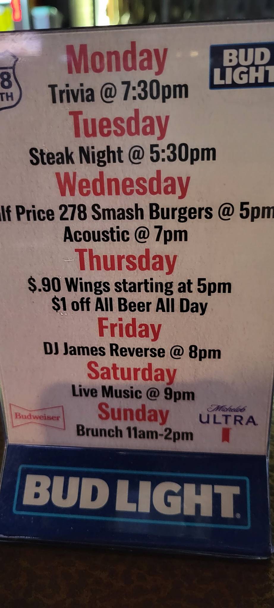 Menu at 278 South pub & bar, Hiram, Atlanta Hwy