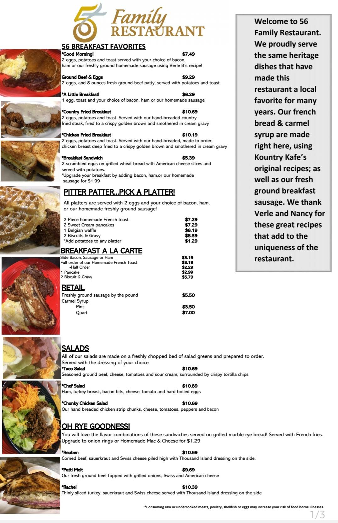 Menu at 56 Family Restaurant, Galva