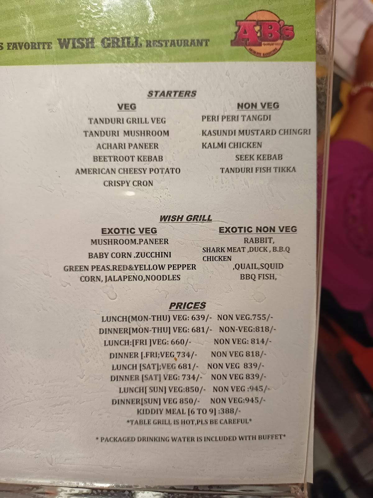 Menu at AB's - Absolute Barbecues Avani Mall, Kolkata, Howrah