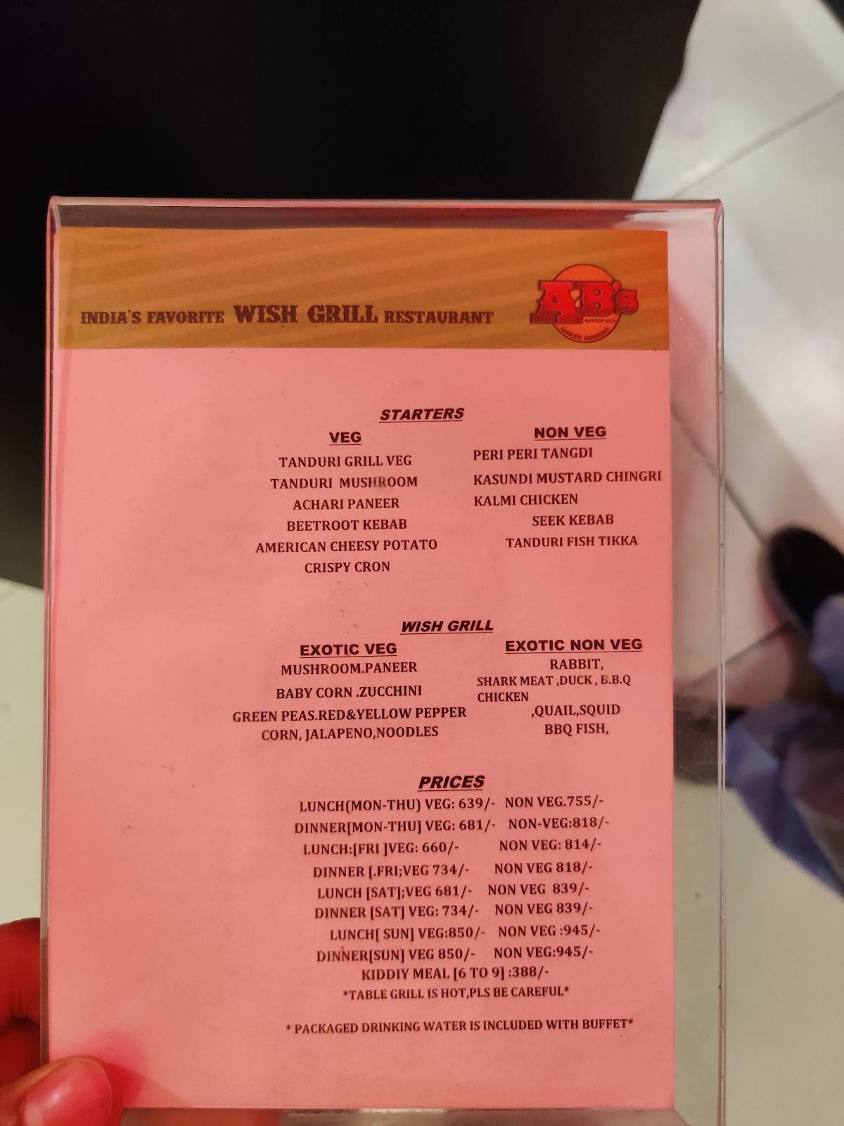 Menu at AB's - Absolute Barbecues Avani Mall, Kolkata, Howrah