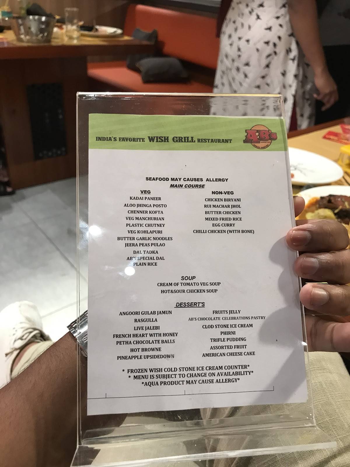 Menu at AB's - Absolute Barbecues Avani Mall, Kolkata, Howrah