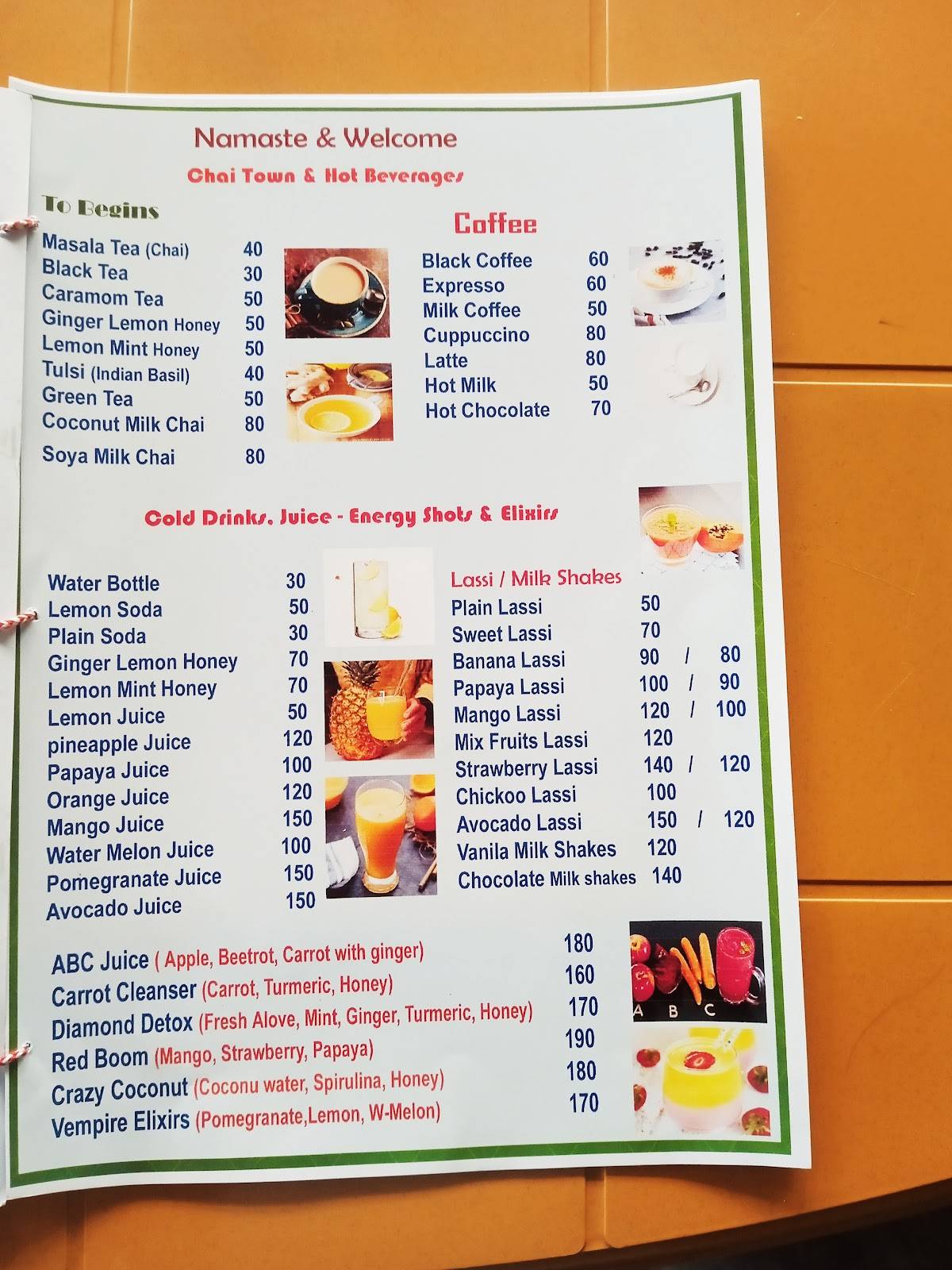 Menu at ARUNAGIRI CAFE, Tiruvannamalai
