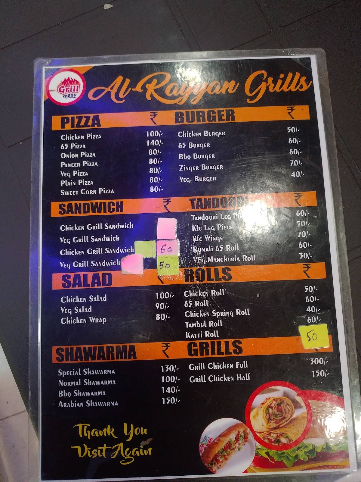 Menu at Al Rayyan Bakers, Hyderabad