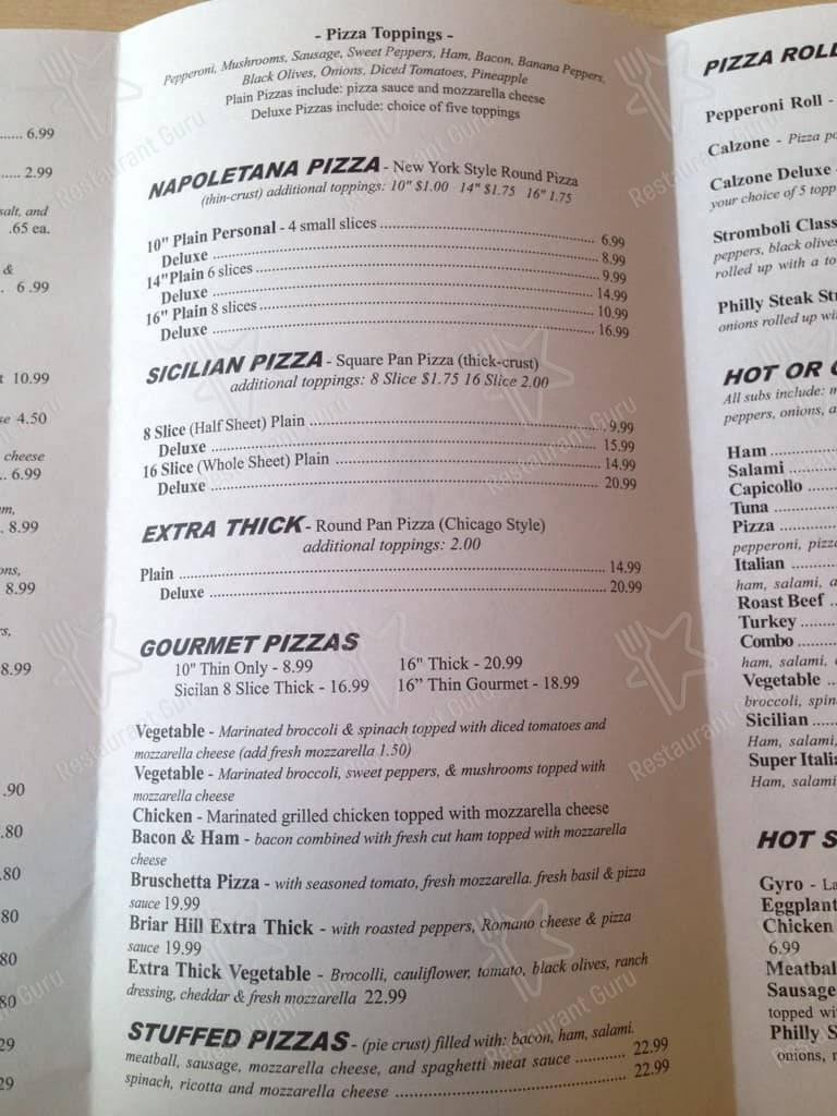 Menu at Aldo's Pizza & Pasta pizzeria, Sharon