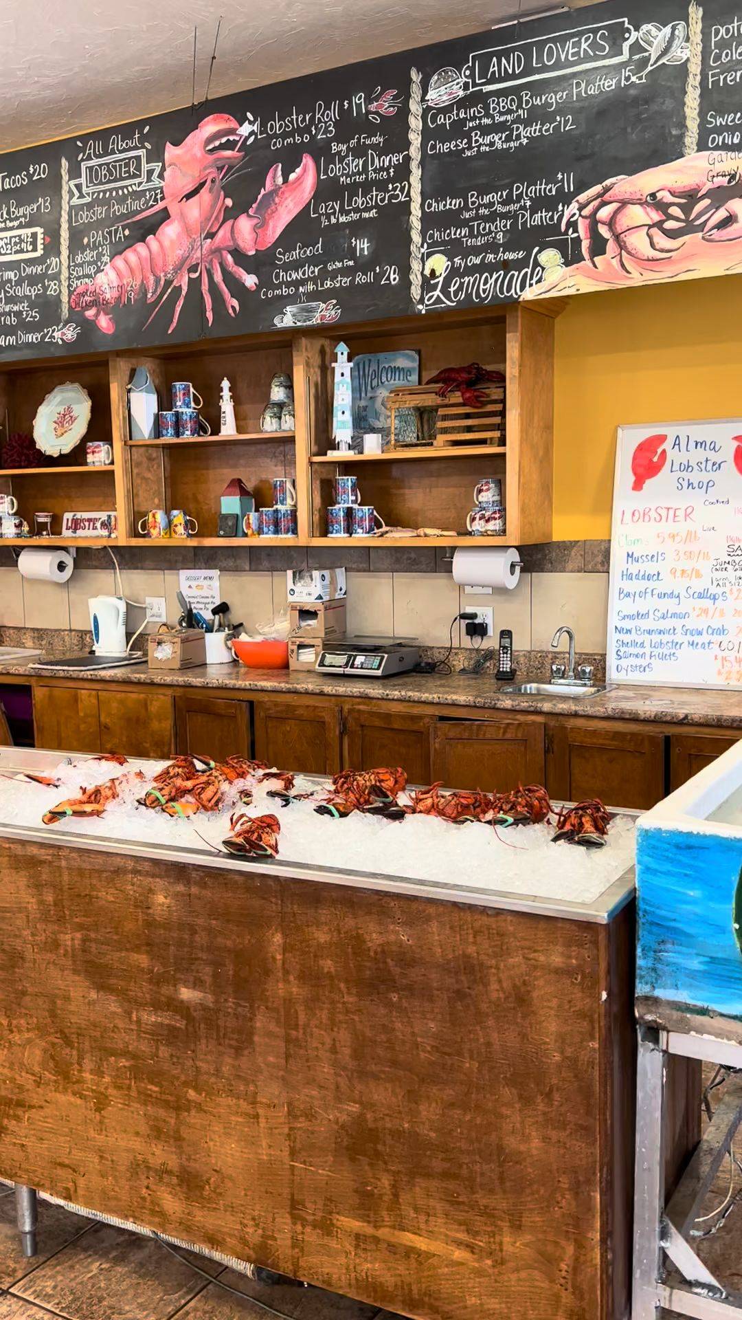Menu at Alma Lobster Shop restaurant, Alma