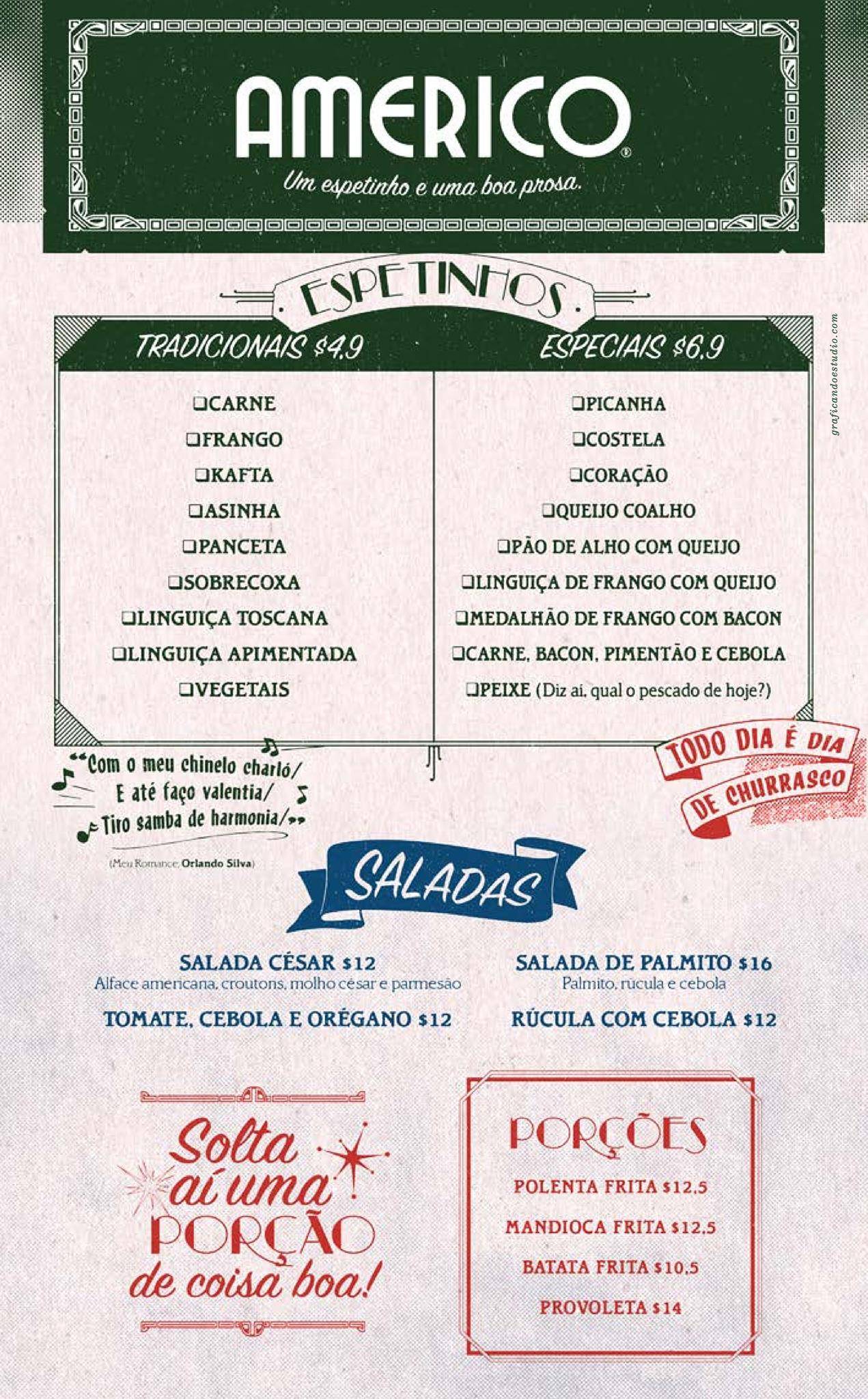 Menu em Bar Americo, Campinas, R. Américo Brasiliense