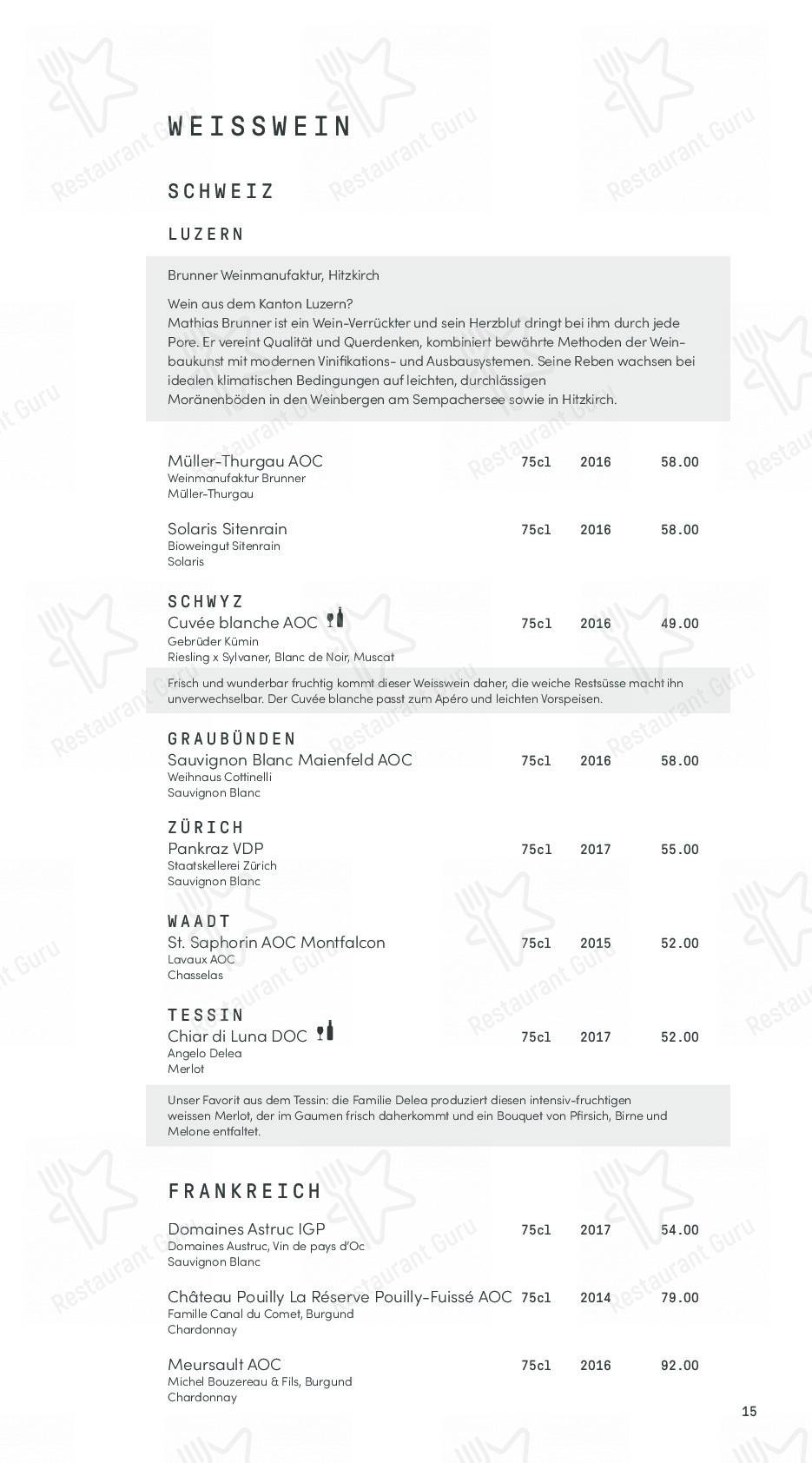 Speisekarte von Ampersand Grillrestaurant, Luzern