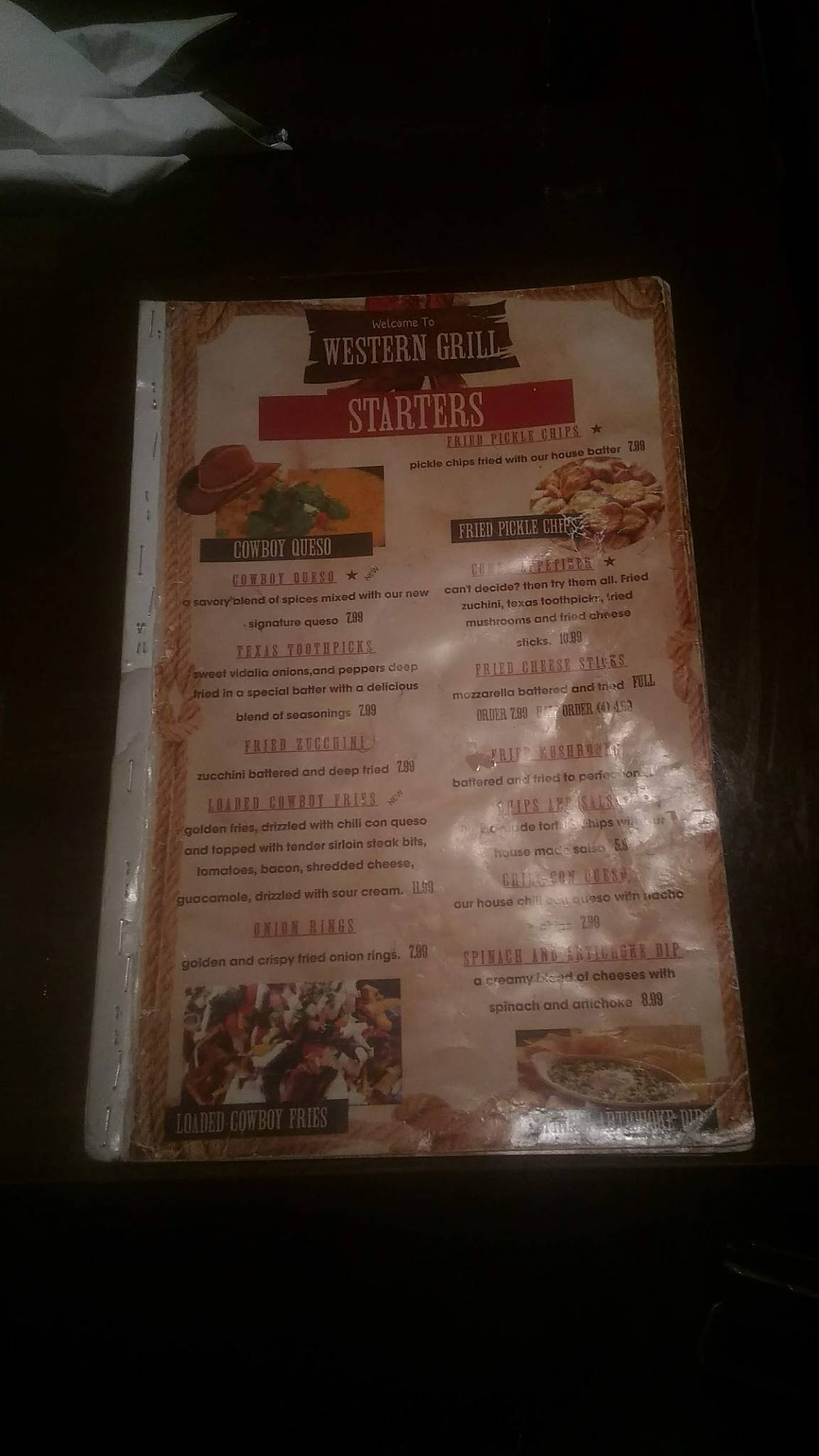 Menu at Western Grill Steak House steakhouse, Andrews