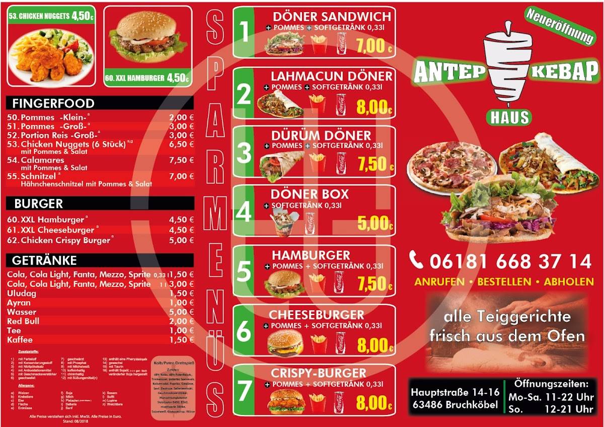 Speisekarte von Antep Kebap Haus Bruchköbel pub & Bar, Bruchköbel