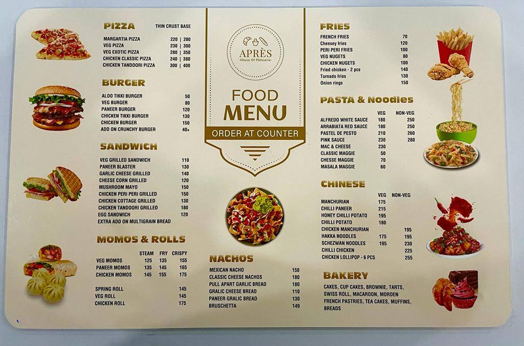 Menu at Après Bakery & Cafe, Gurugram