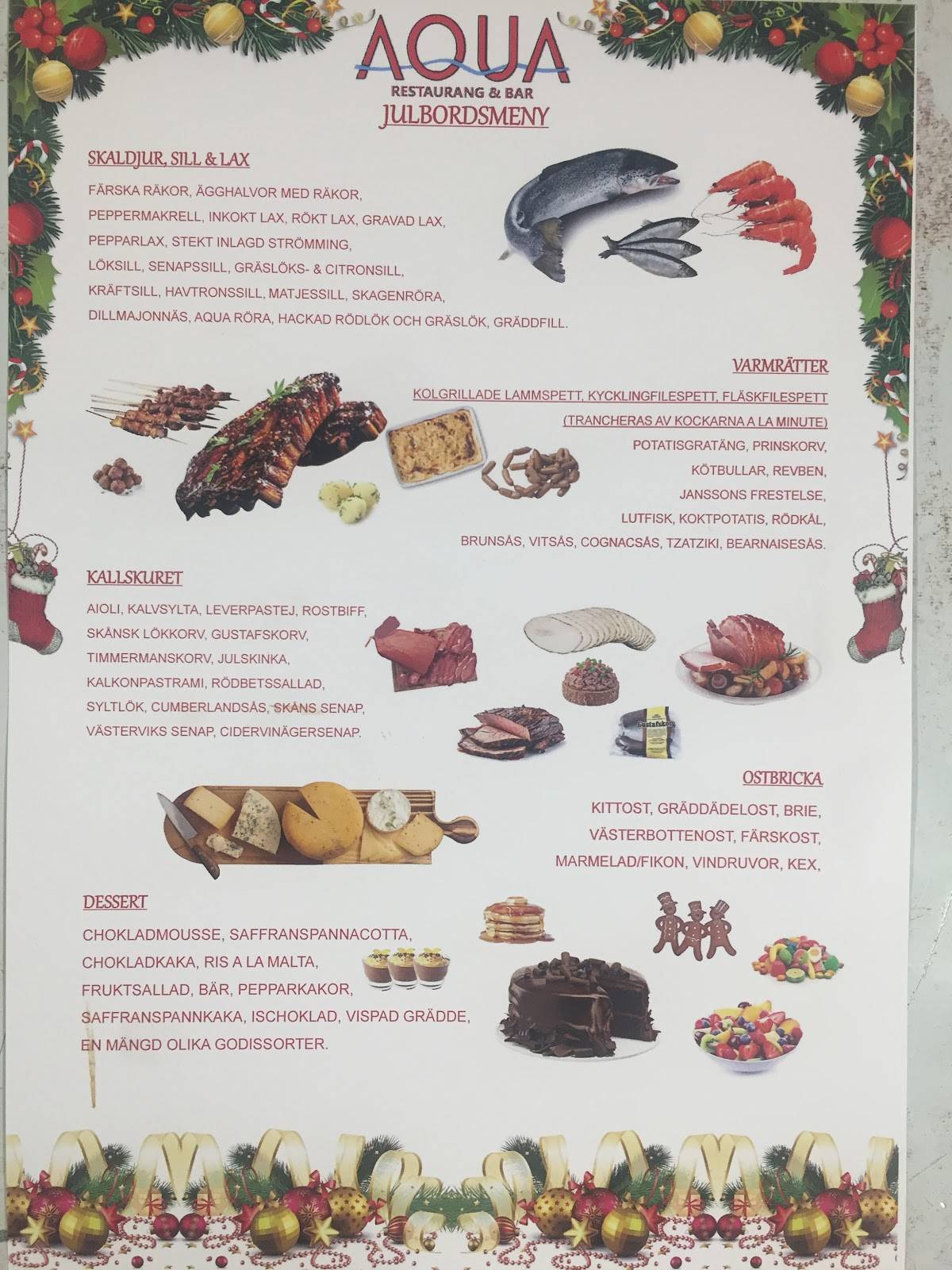 Menu at Aqua Restaurang & Bar - Hedåskiosken, Sandviken, Årsundavägen 301