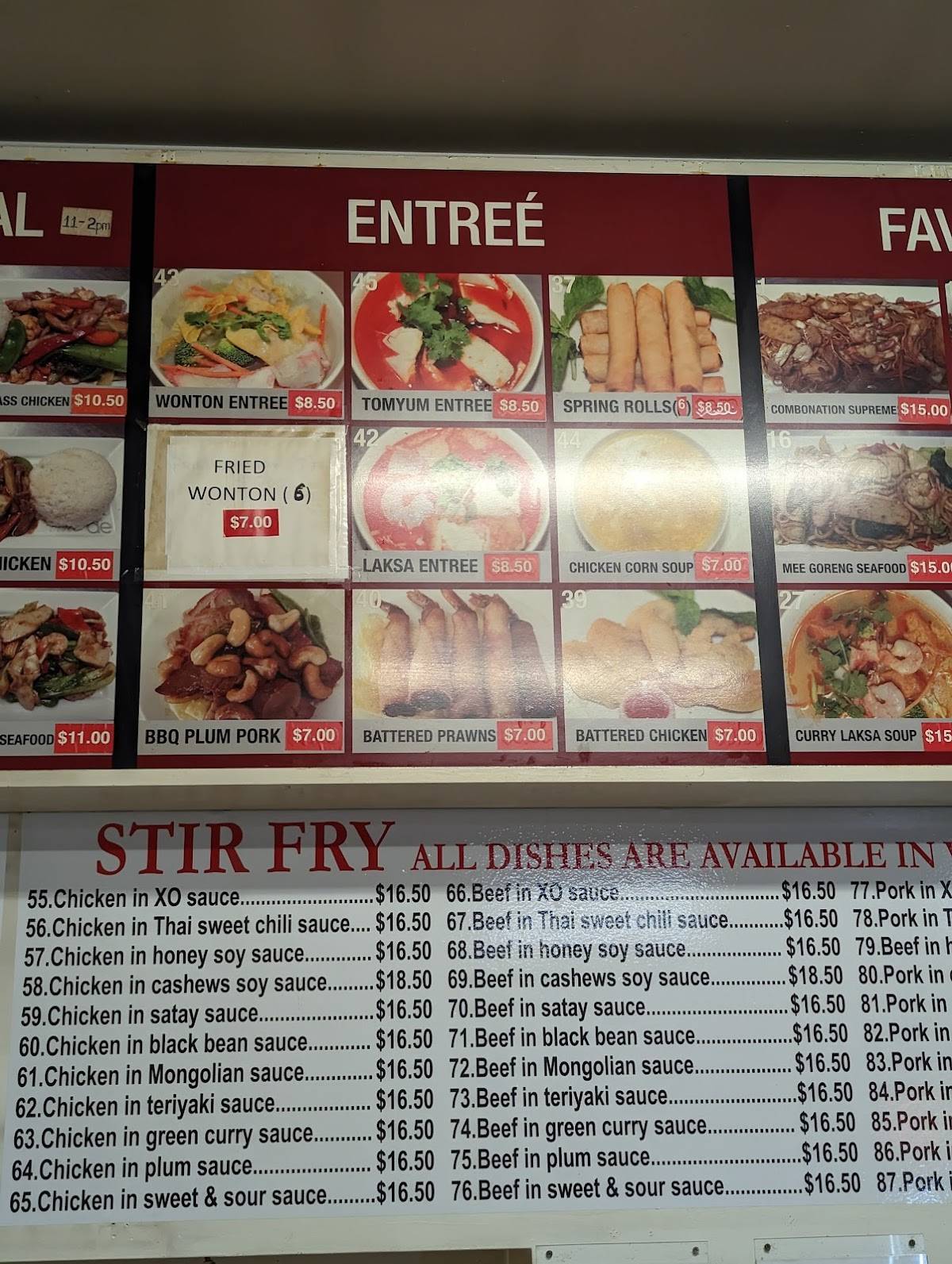 Menu at Ararat Noodle Bar, Ararat