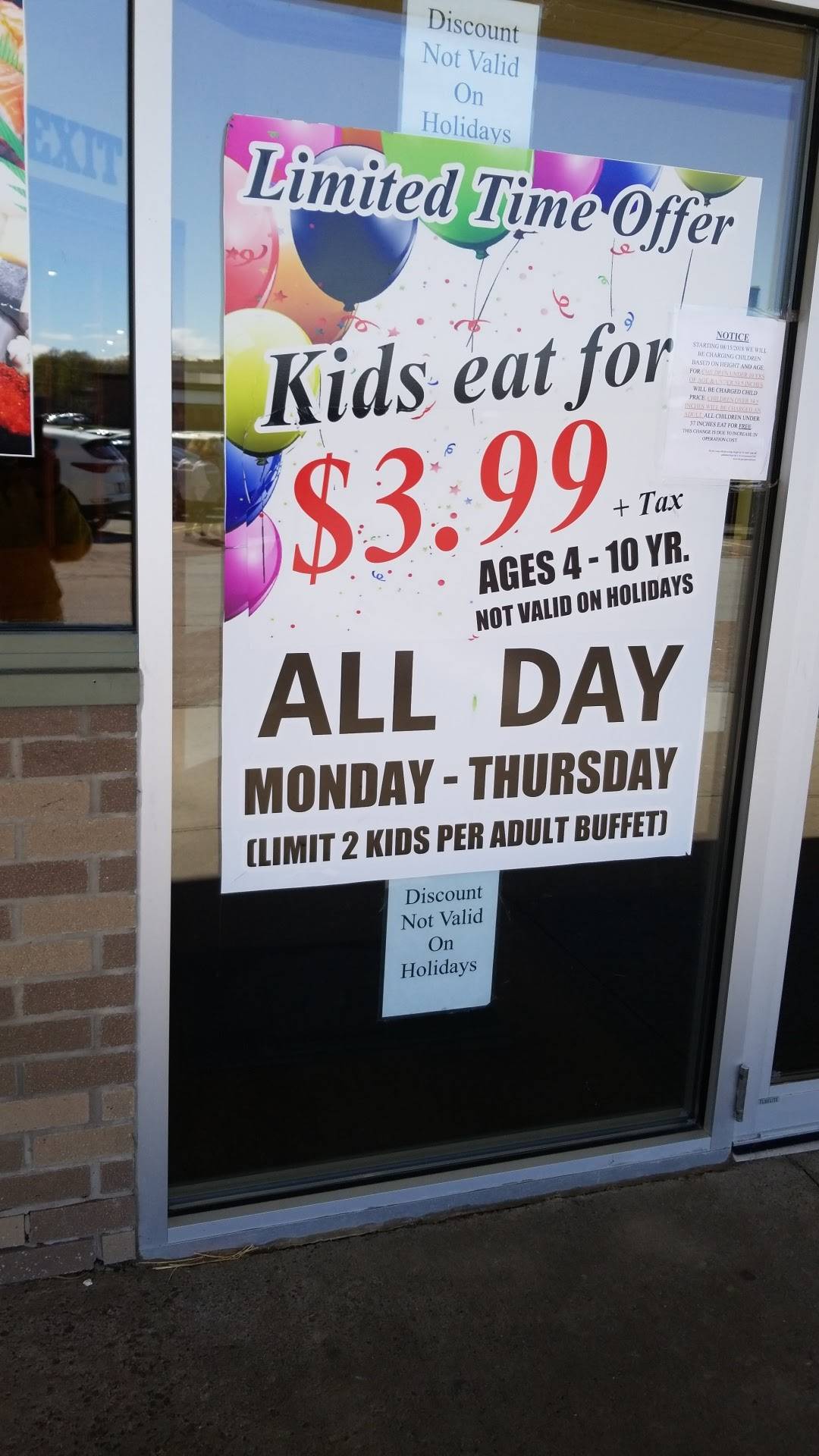 Menu at Asian Buffet (Sushi & Hibachi) restaurant, Rochester
