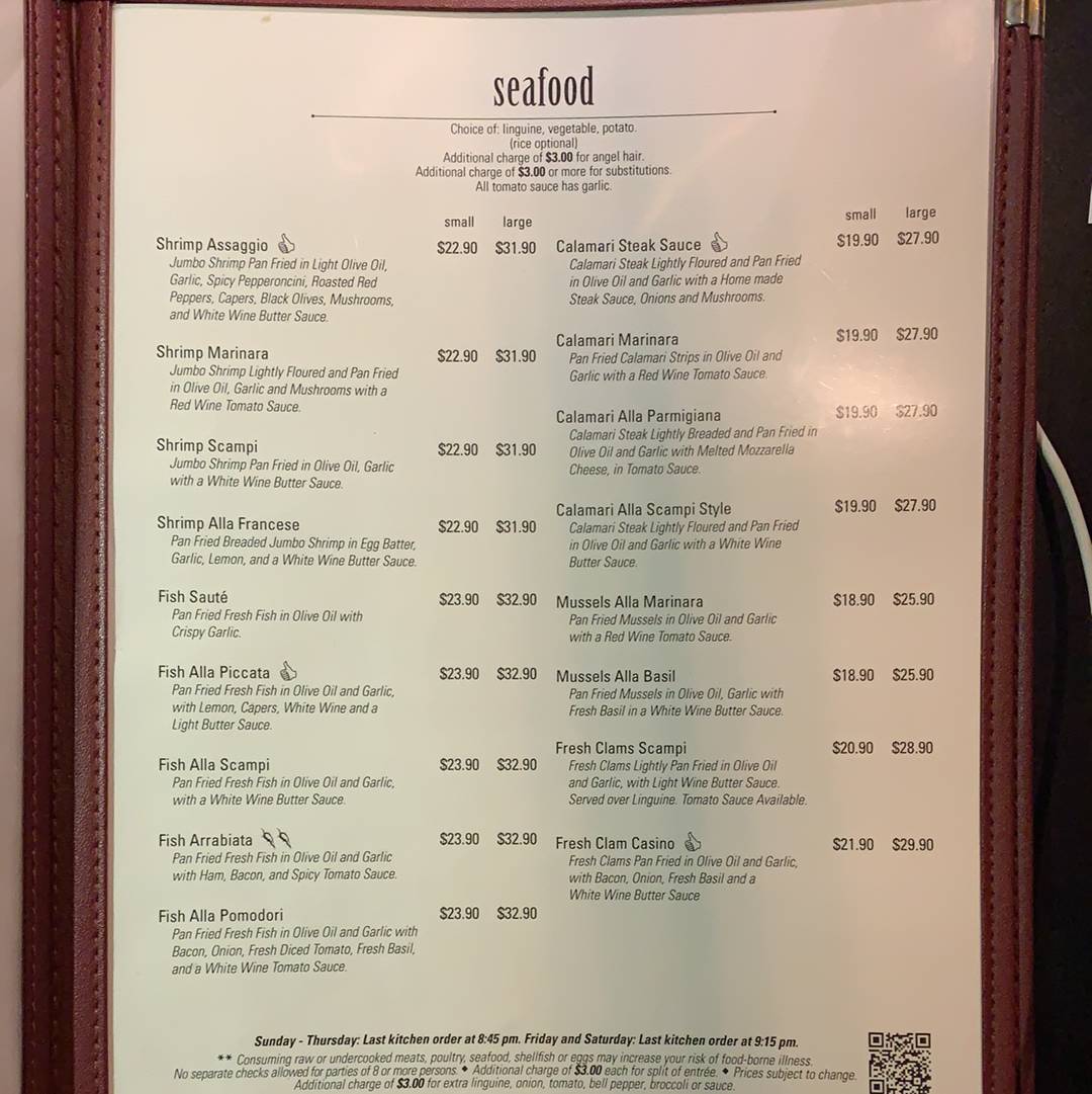 Menu at Assaggio Kailua restaurant, Kailua, 354 Uluniu St #101
