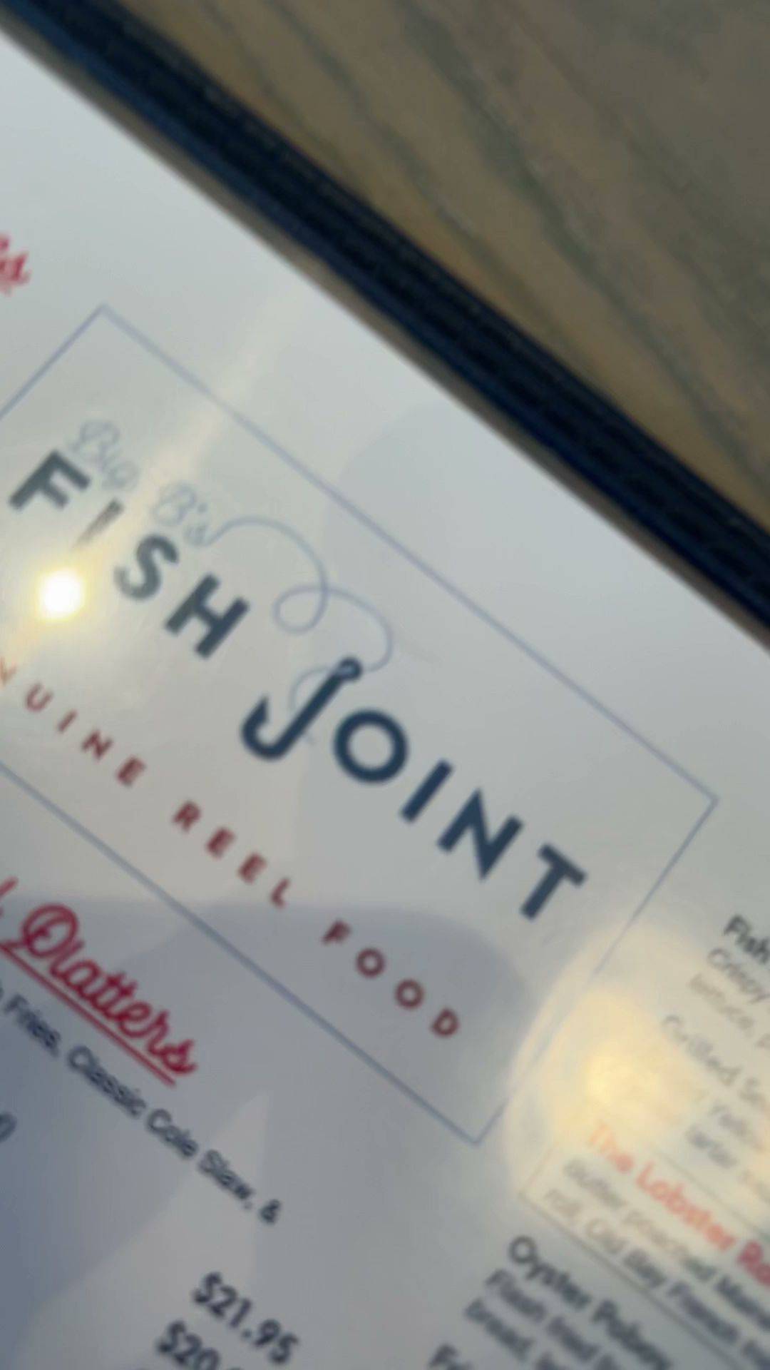 Menu at Big B's Fish Joint restaurant, Atlanta