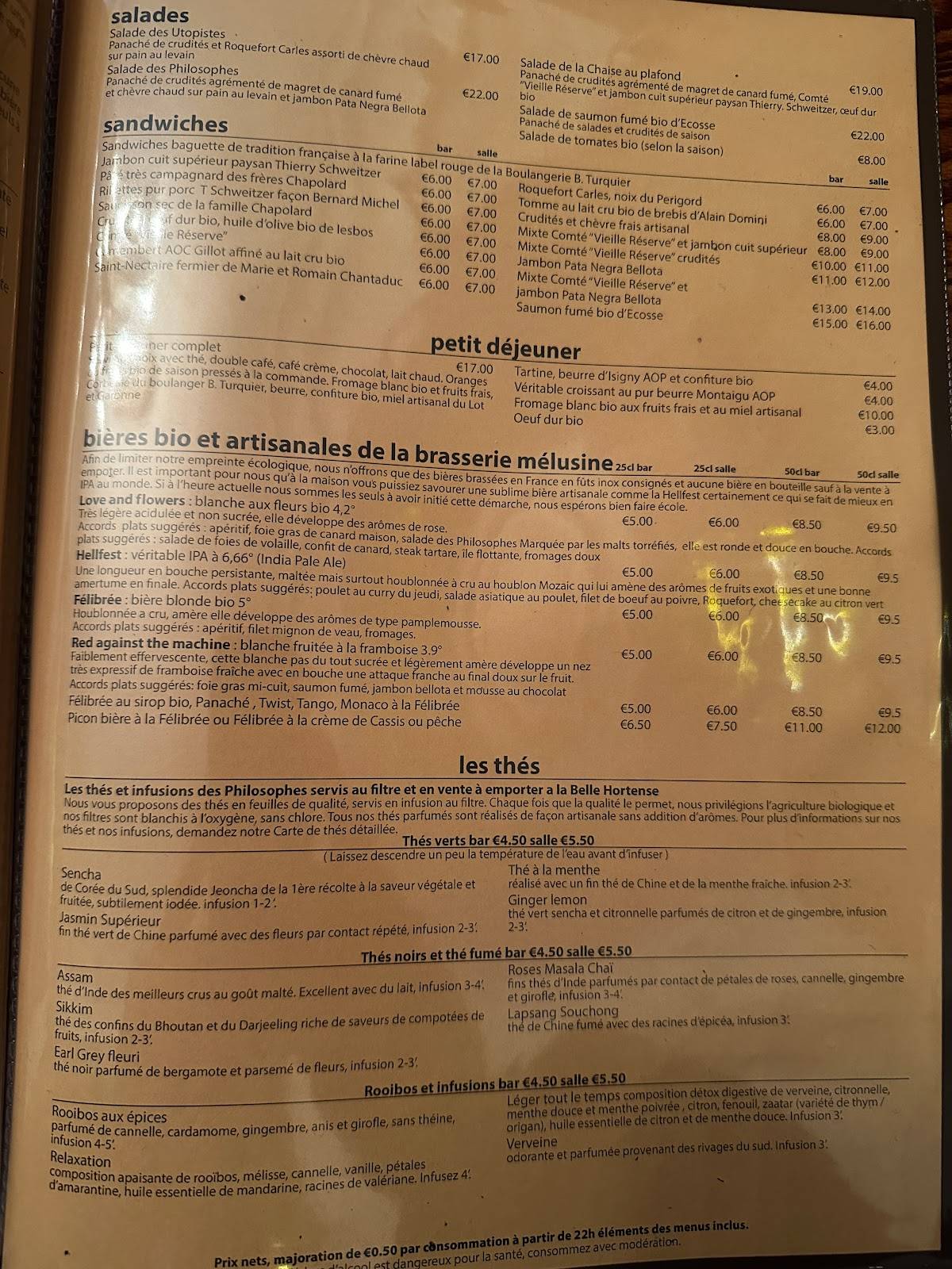 Menu at Au Petit Fer à Cheval restaurant, Paris