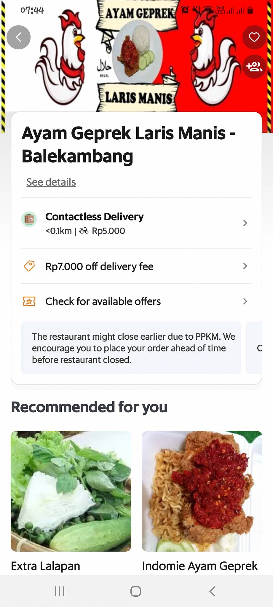 Menu at Ayam Geprek Laris Manis, CONDET restaurant, East Jakarta