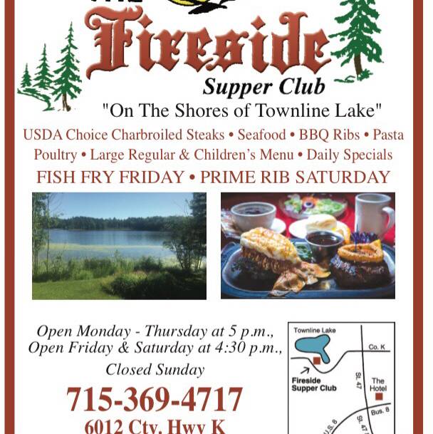 Menu at Fireside Supper Club, Rhinelander