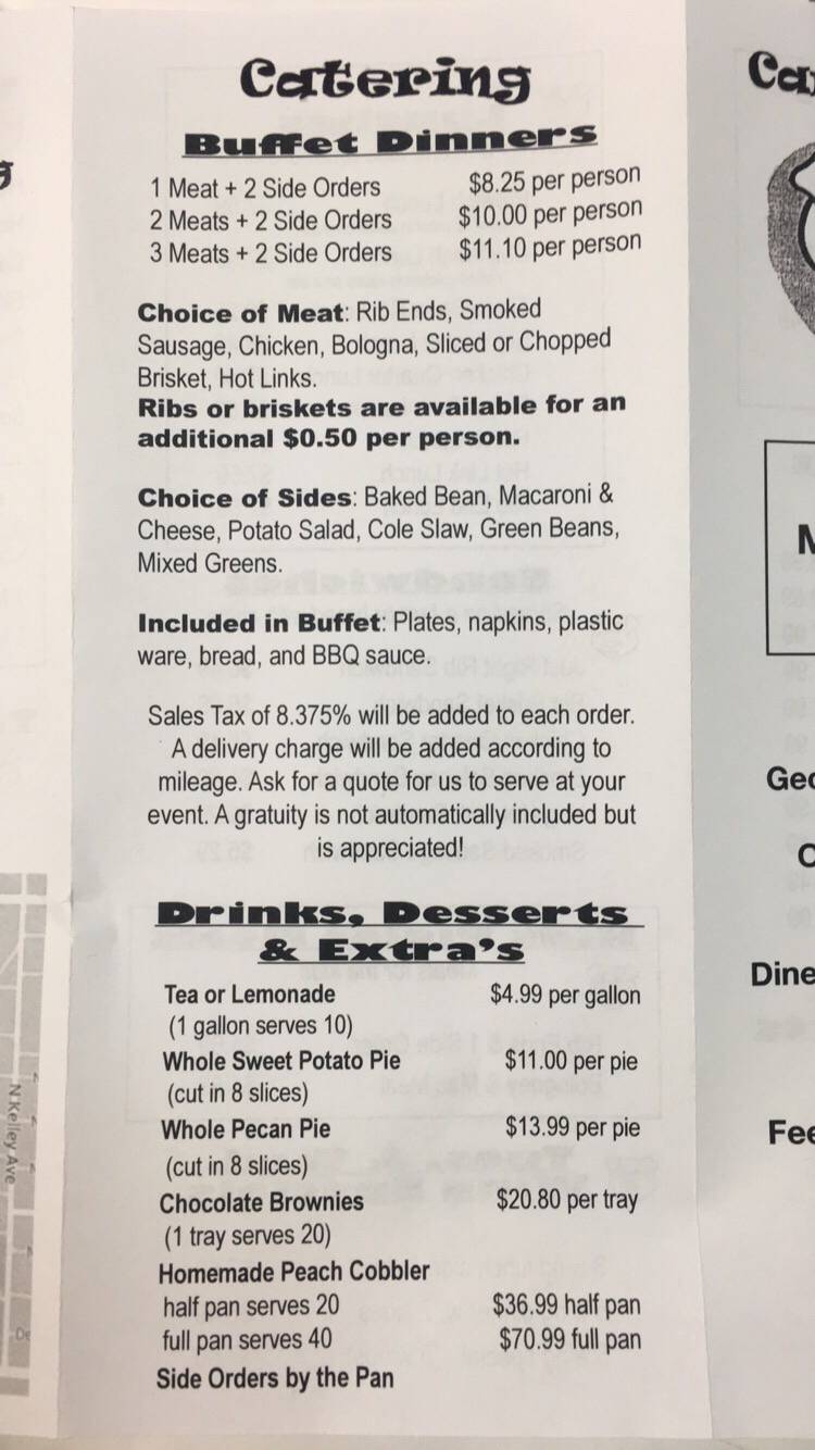 Menu at George's Happy Hog Bar-B-Q, Oklahoma City, 712 Culbertson Dr