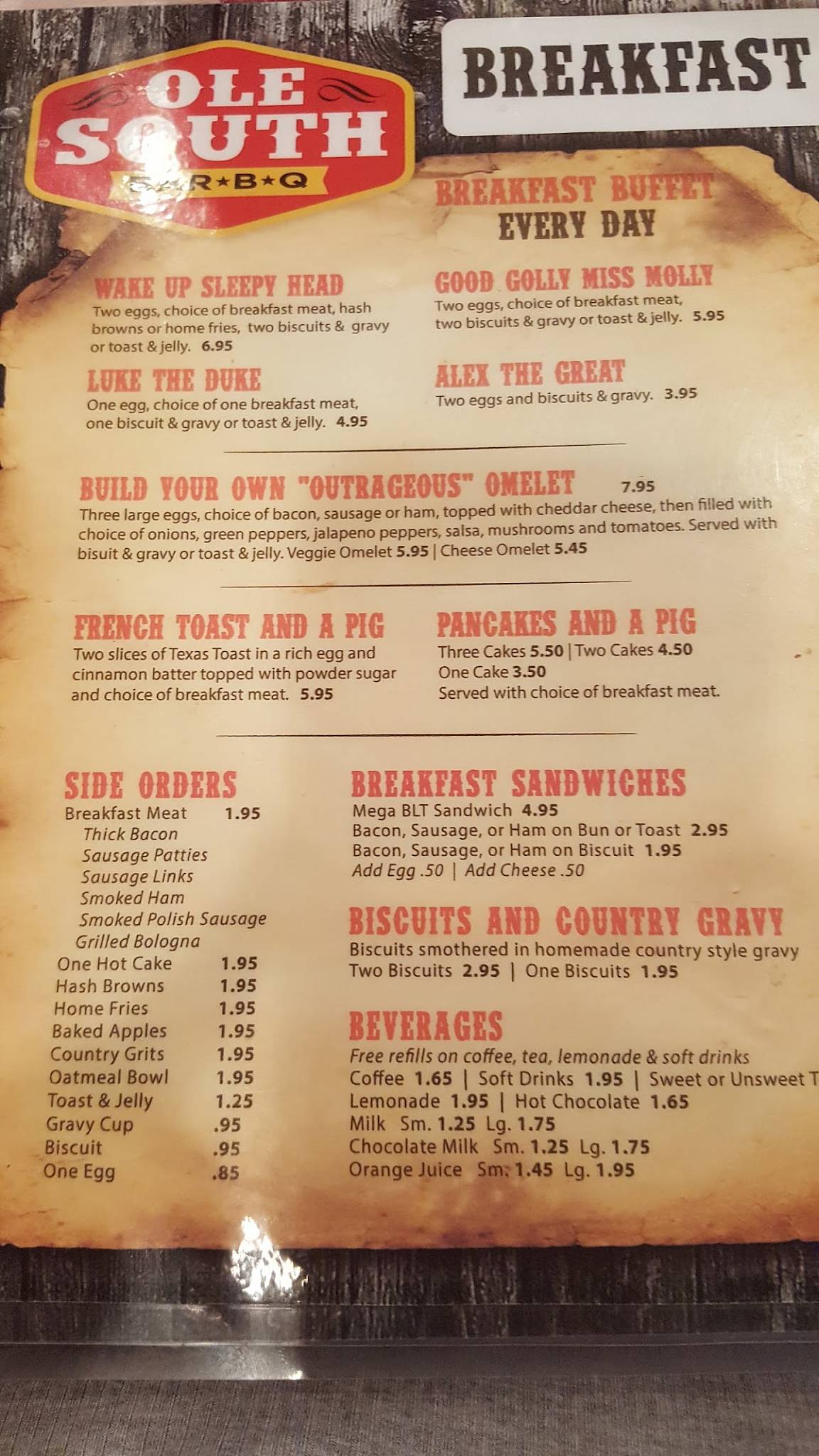 Menu at Ole South Barbeque, Owensboro, KY-54