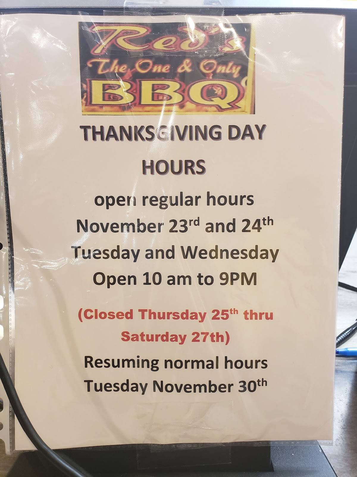 Menu at Red's The One And Only BBQ, Ferguson