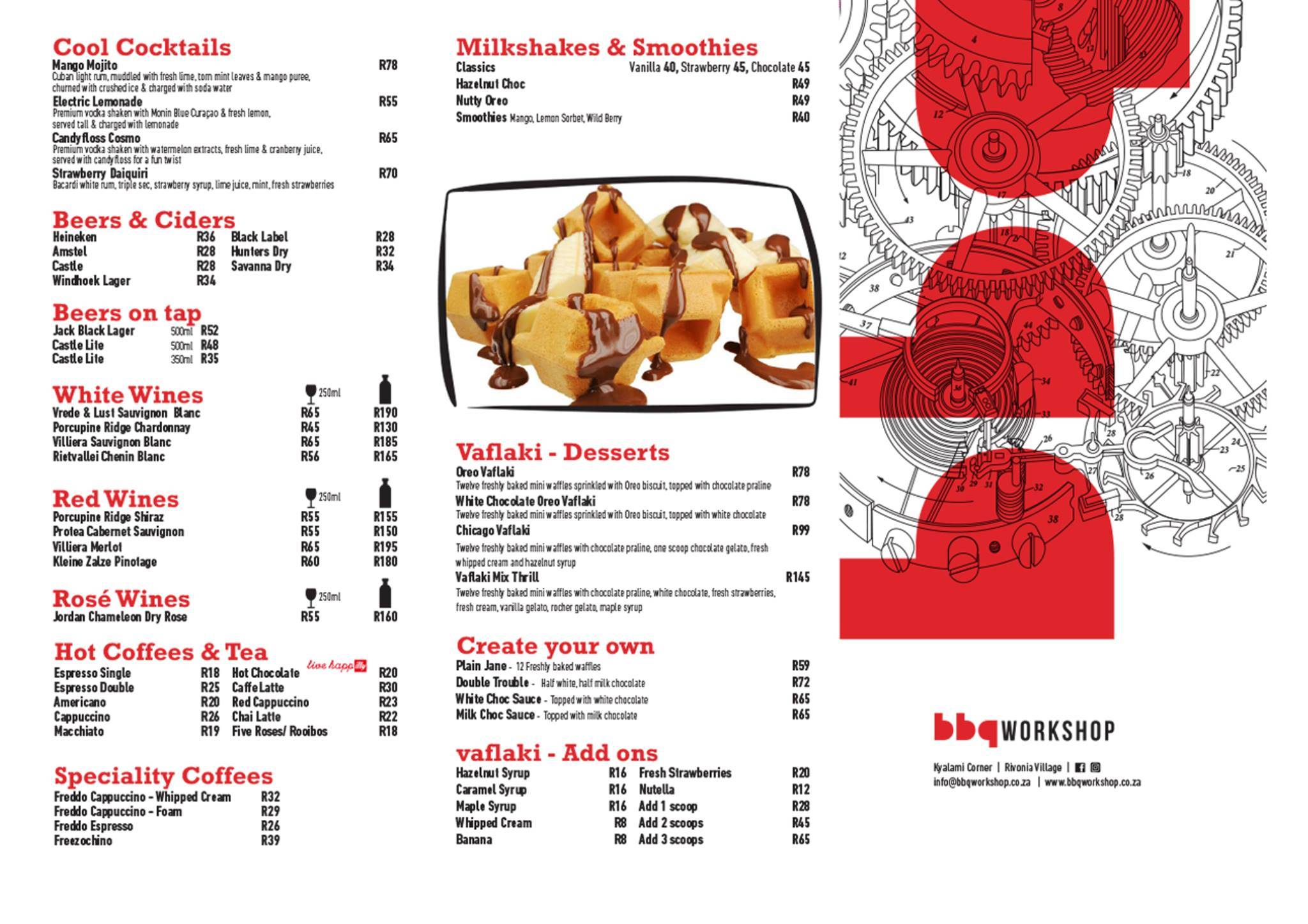Menu at BBQ Workshop, Midrand, 132 Begonia Rd