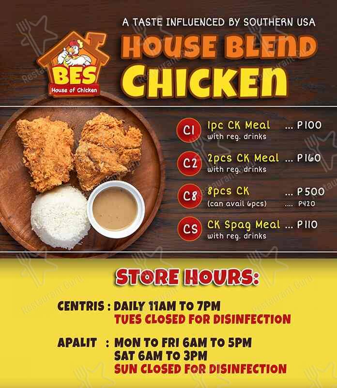 Menu at BES House of Chicken/ SALUT Restautrant restaurant, Quezon City