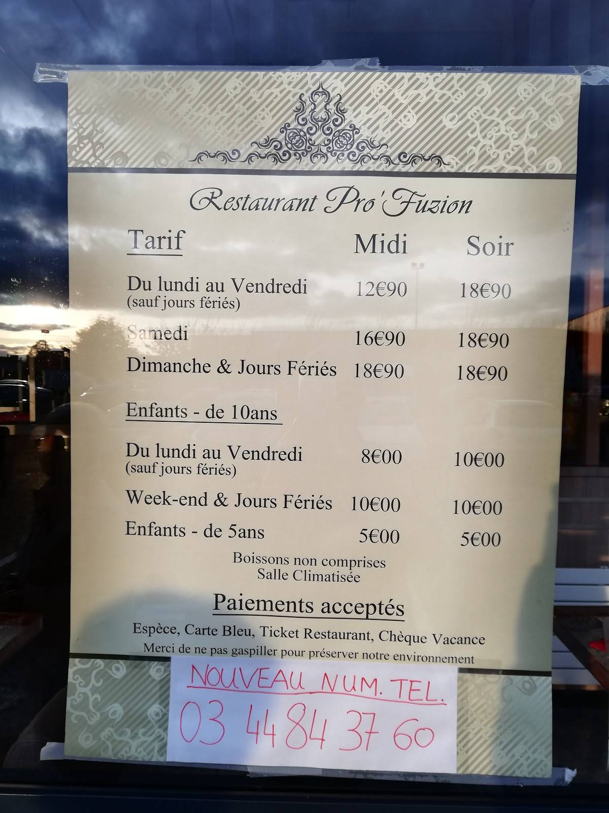 Menu au BO’BUFFET restaurant, Beauvais