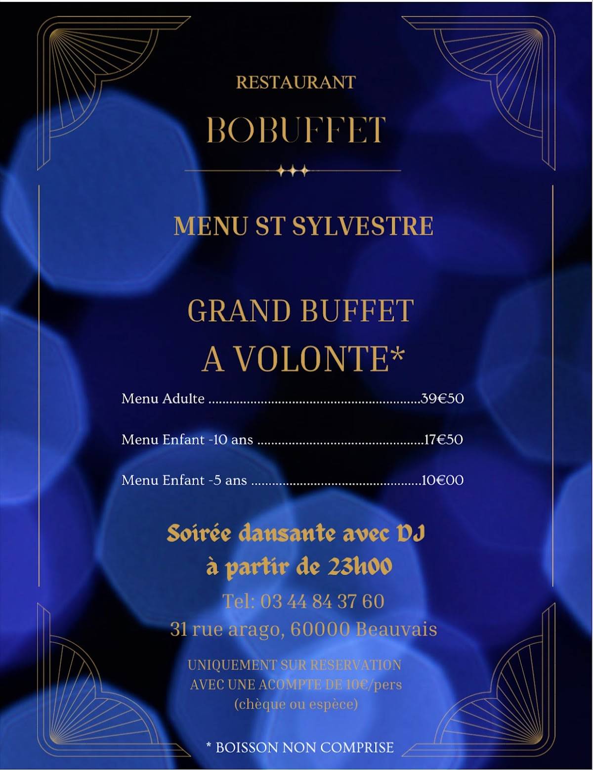 Menu au BO’BUFFET restaurant, Beauvais