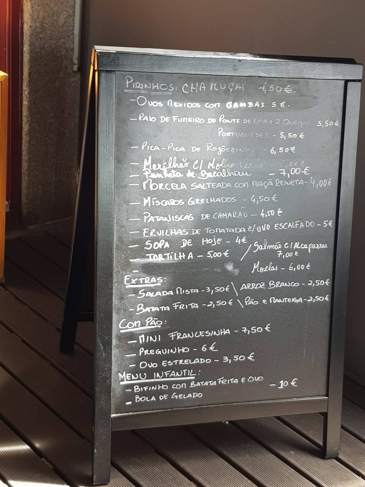 Menu at BRAC restaurant, Braga