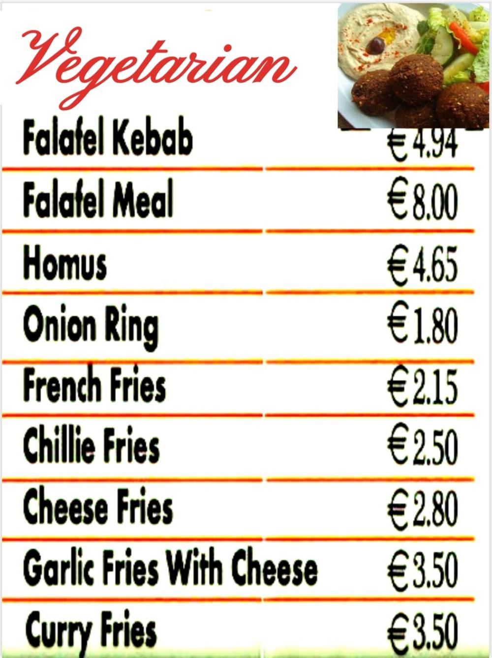 Carta del restaurante Babylon Kebab House, Clonmel