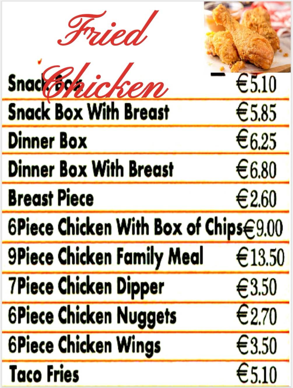 Carta del restaurante Babylon Kebab House, Clonmel