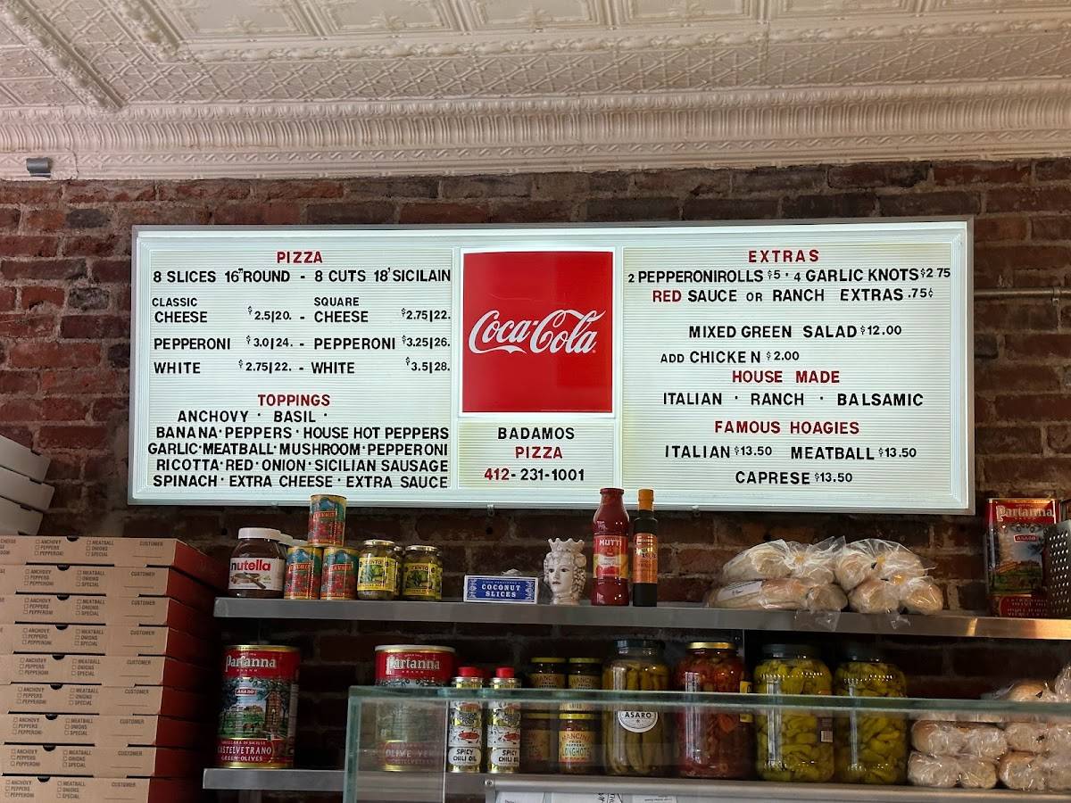 Menu at Badamo’s Pizza - Northside pizzeria, Pittsburgh