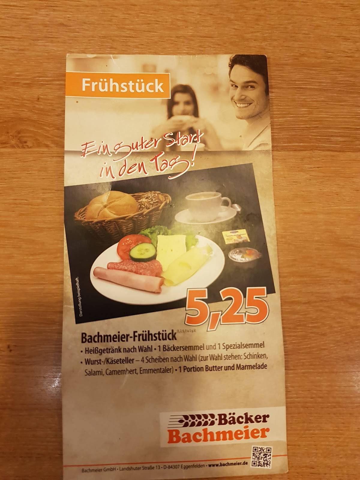 Speisekarte von Bäcker Bachmeier, Regensburg, Am Rennweg 12 im REZ