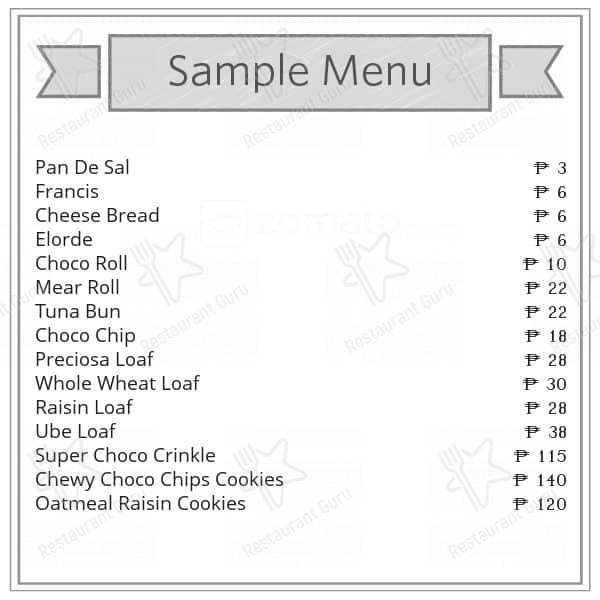 Menu at Baker Bob, Cebu City, Robinsons Fuente Bldg