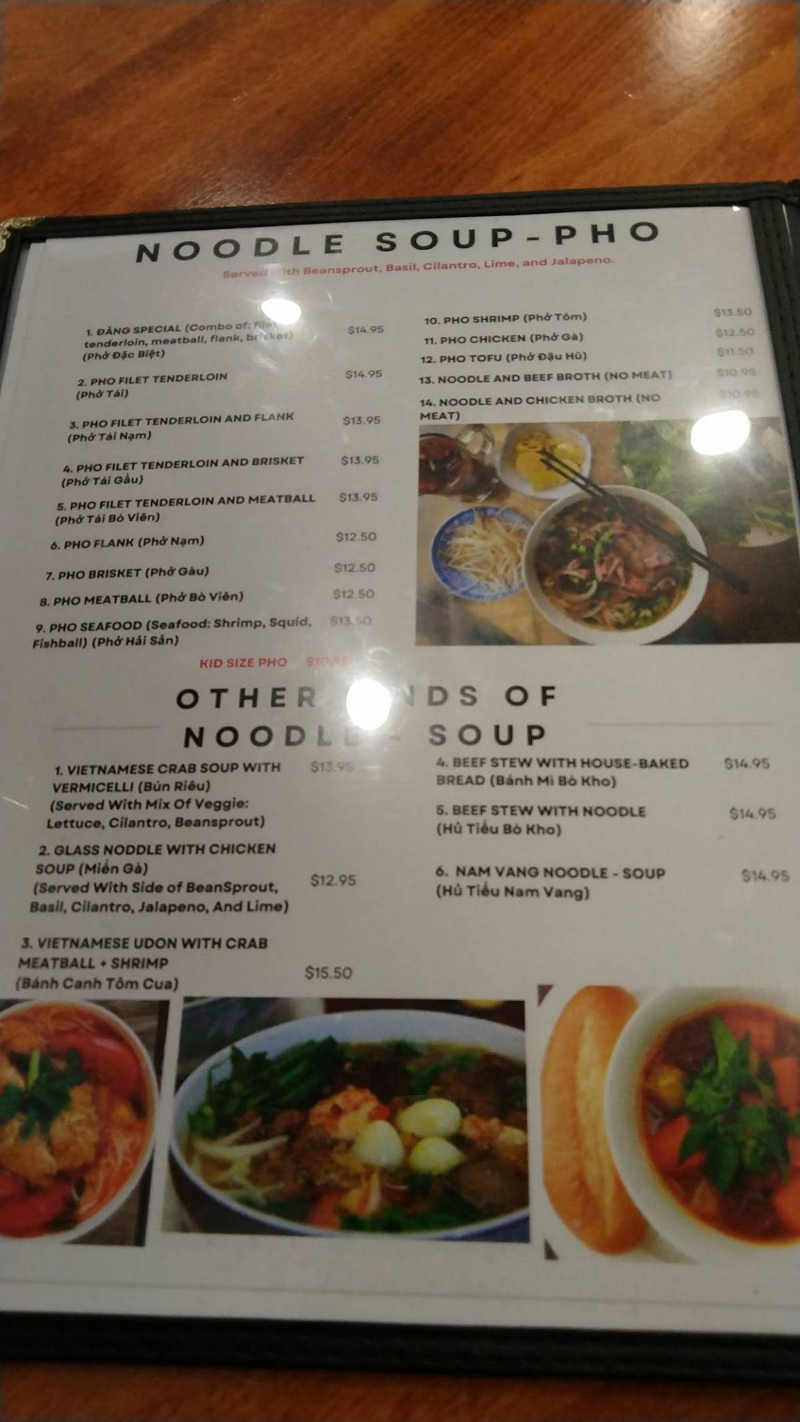 Menu at Banh Mi Dang restaurant, Evans
