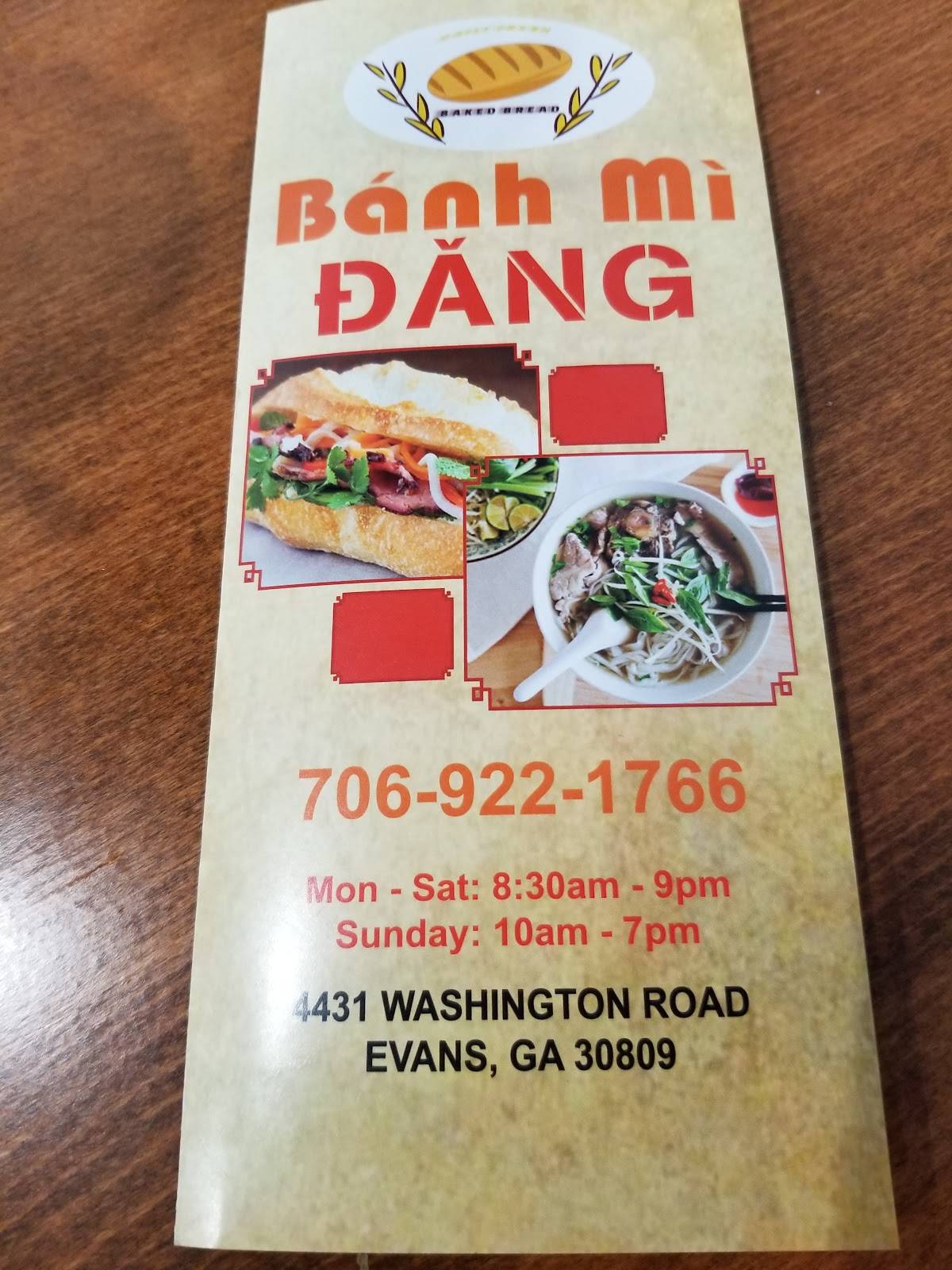 Menu at Banh Mi Dang restaurant, Evans