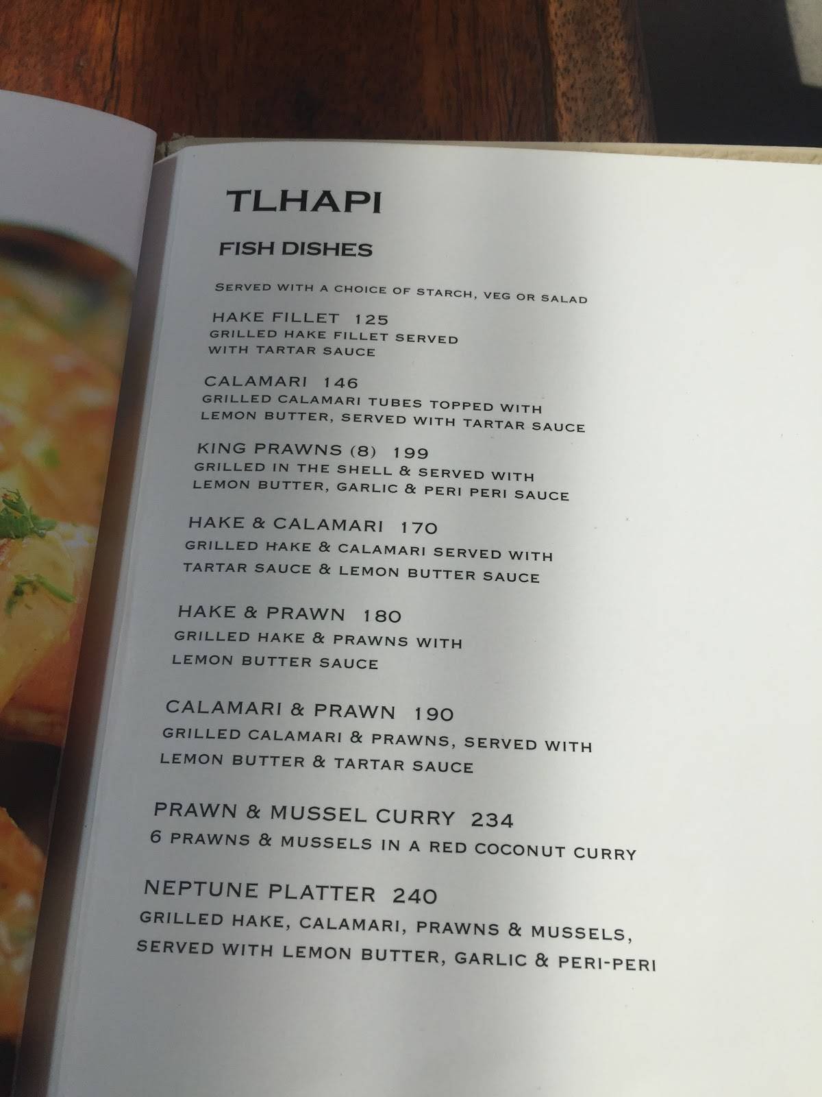 Menu at Baobab Cafe & Grill, Pretoria, Menlyn Shopping Centre