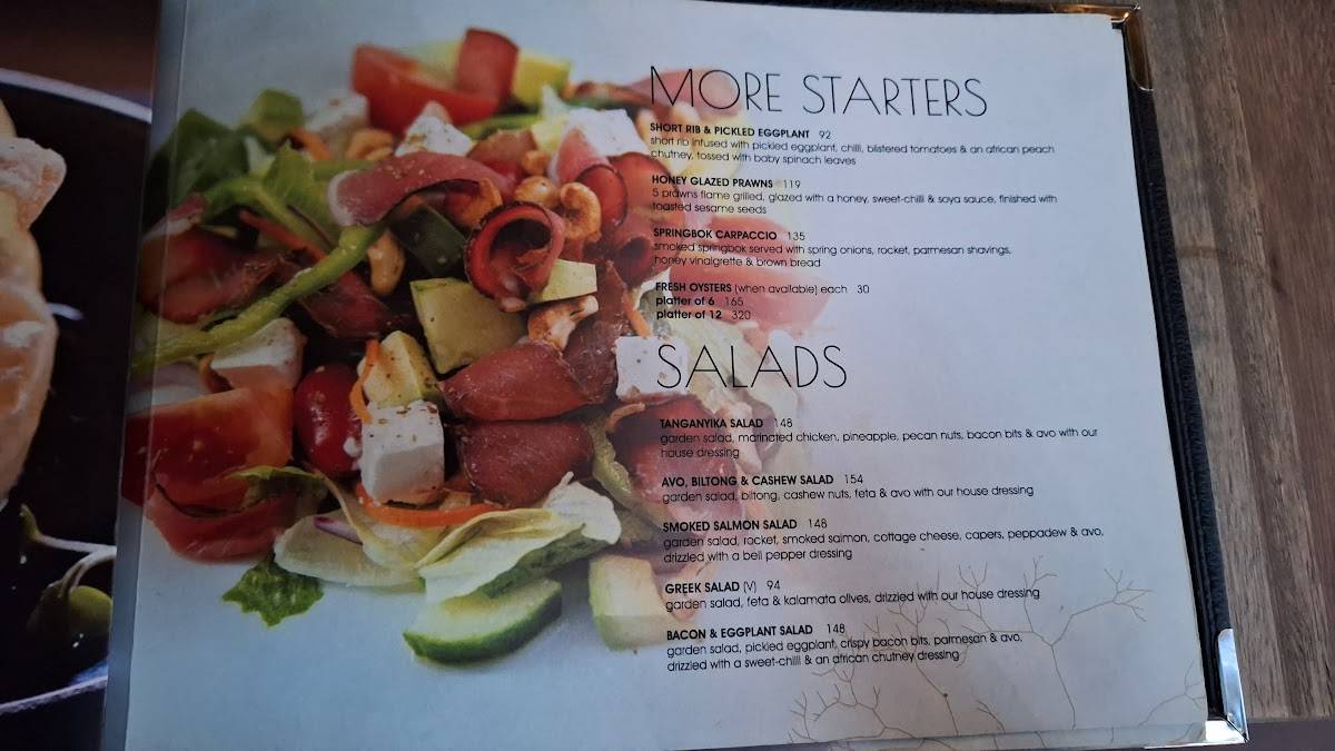 Menu at Baobab Cafe & Grill, Pretoria, Menlyn Shopping Centre