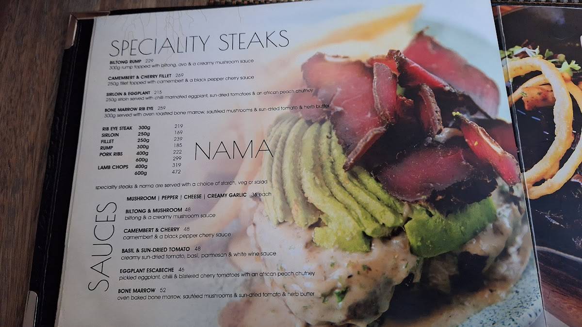 Menu at Baobab Cafe & Grill, Pretoria, Menlyn Shopping Centre
