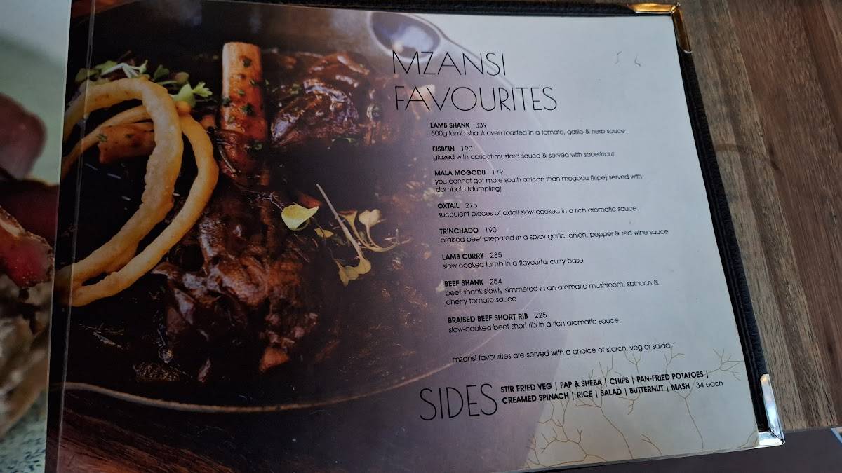 Menu at Baobab Cafe & Grill, Pretoria, Menlyn Shopping Centre